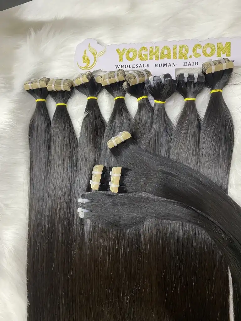 Tape In Hair Extensions Bone Straight Natural Color Virgin Hair - YogHair